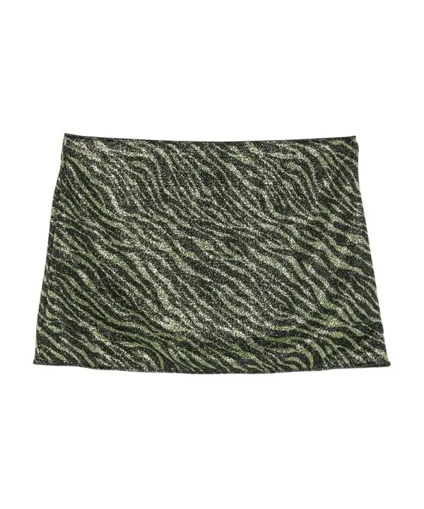 Oseree Lurex Zebra Print Mini Skirt - Green/black