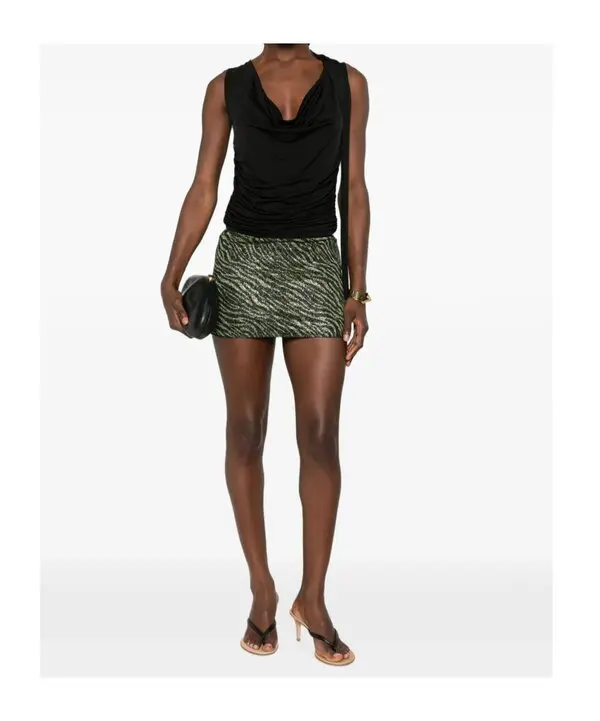 Oseree Lurex Zebra Print Mini Skirt - Green/black
