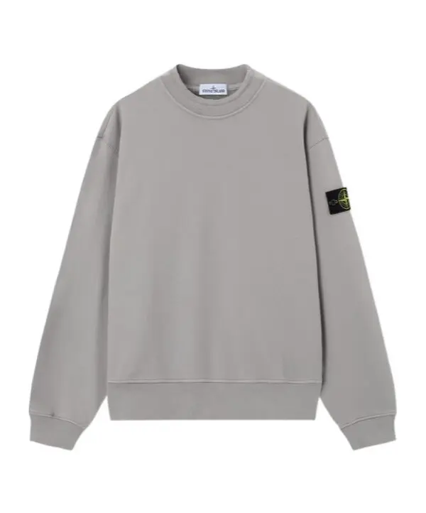 Stone Island Oversized-fit Crewneck Sweatshirt With Ribbed Trims - Grey