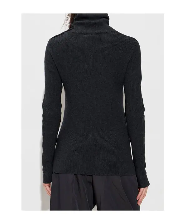 LISA YANG Sabrine Buttoned Turtleneck Knitted Sweater
