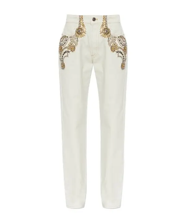 Versace Embellished Straight Leg Jeans