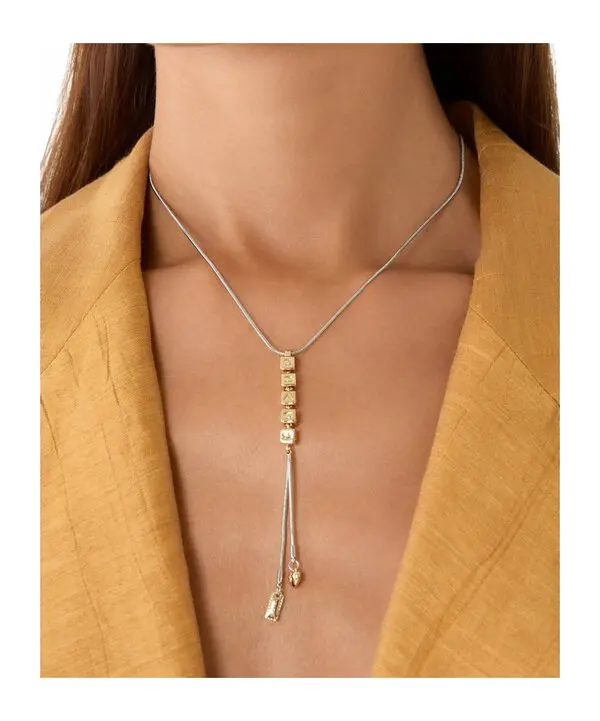 COACH Brass Cube Pendant Necklace - Multicolor