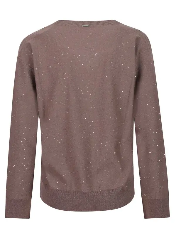 Herno V-neck Knitted Jumper With Speckled Finish