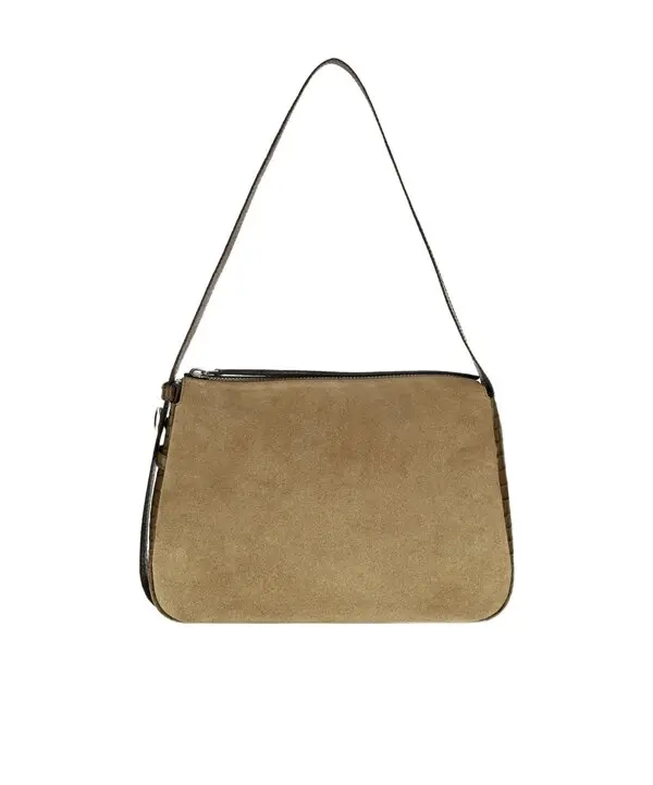 Tory Burch Romy Suede Shoulder Bag - Beige