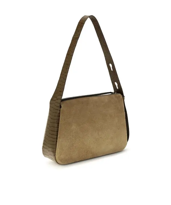 Tory Burch Romy Suede Shoulder Bag - Beige