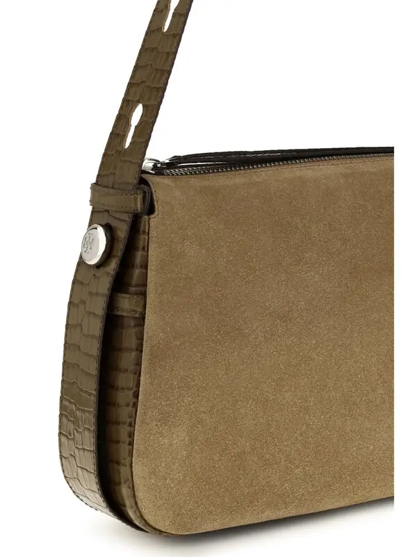 Tory Burch Romy Suede Shoulder Bag - Beige