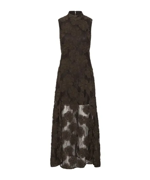 ROTATE BY BIRGER CHRISTENSEN Floral Embroidered Sleeveless Dress - Brown