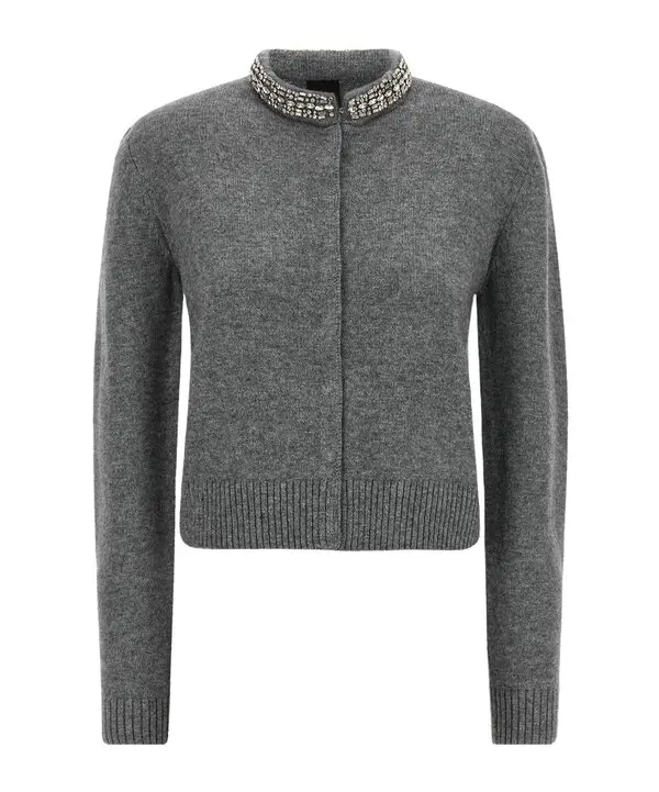 Pinko High Neck Embellished Cropped Sweater