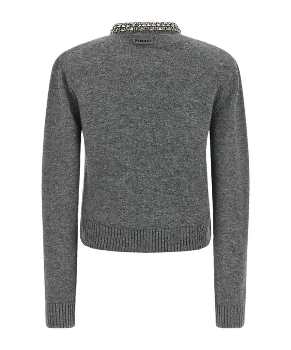 Pinko High Neck Embellished Cropped Sweater