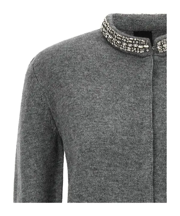 Pinko High Neck Embellished Cropped Sweater