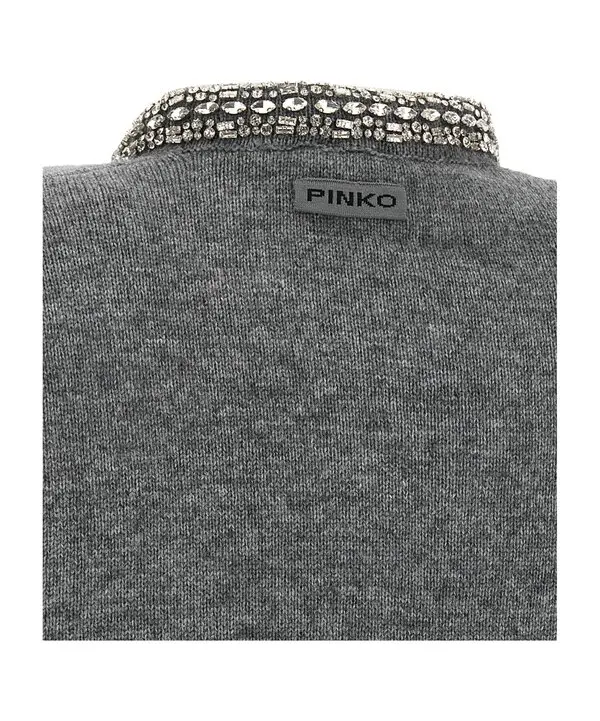 Pinko High Neck Embellished Cropped Sweater