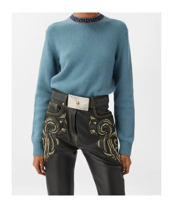 Versace Crewneck Knitted Jumper - Light Blue