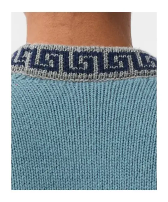 Versace Crewneck Knitted Jumper - Light Blue
