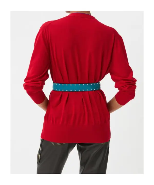 Versace Embroidered Wool Knit Cardigan