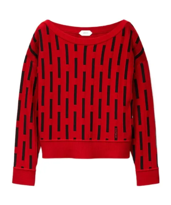 Versace Embroidered Logo Wool Knit Sweater - Hognse