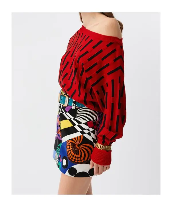 Versace Embroidered Logo Wool Knit Sweater - Hognse