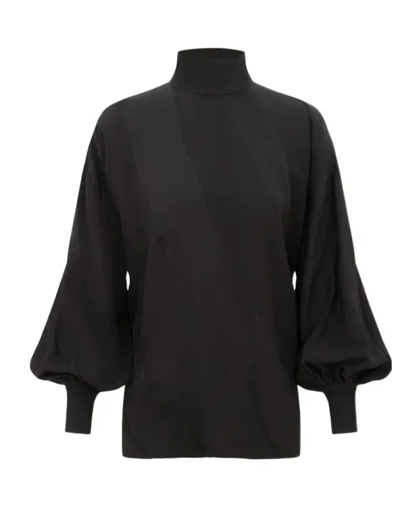 Zimmermann Long Sleeve Shirt With Stand Collar And Lace Detail