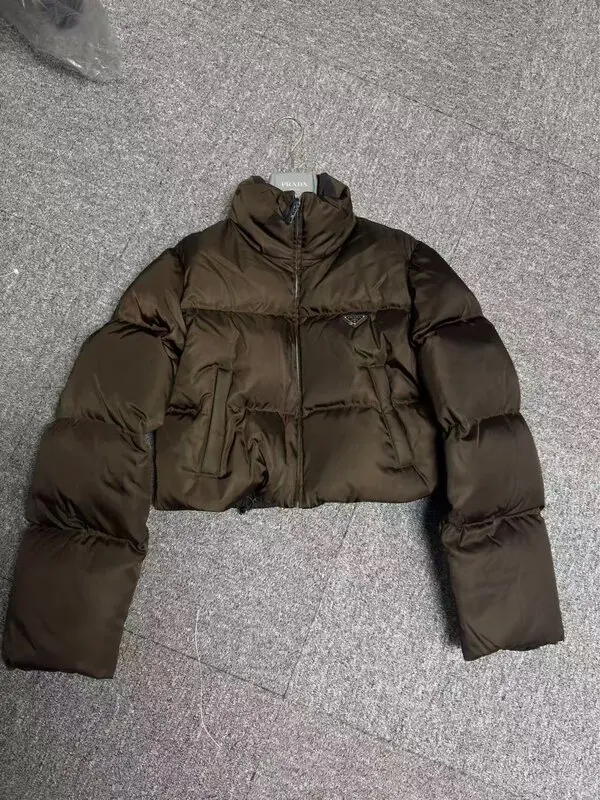 Prada Cropped Down Jacket With Stand Collar