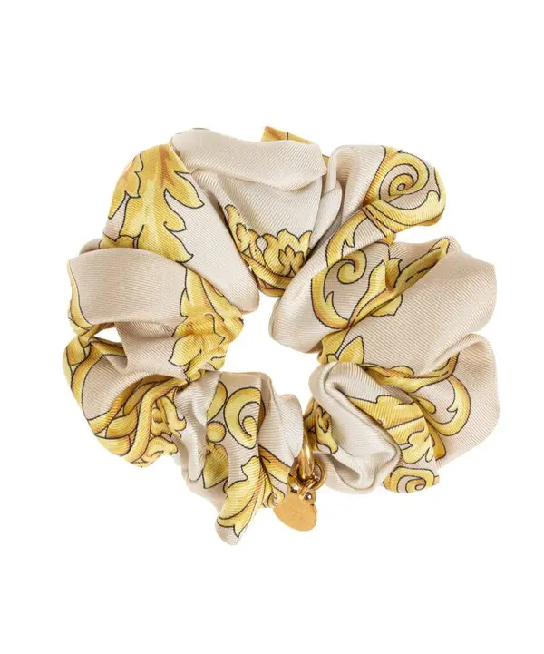 Versace Barocco Print Medusa Pendant Scrunchie - Yellow
