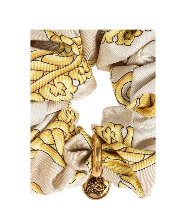 Versace Barocco Print Medusa Pendant Scrunchie - Yellow