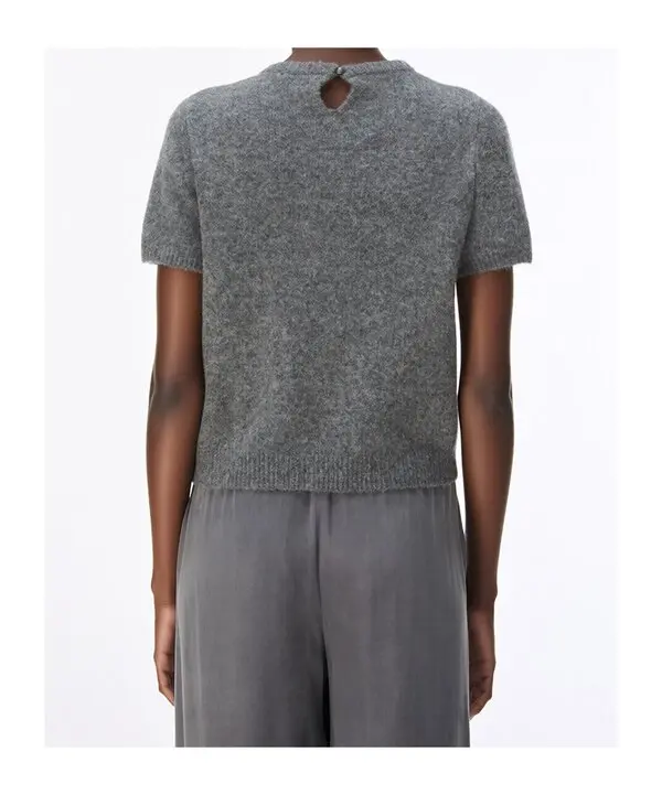 IBLUES Embroidered Wool & Alpaca Blend Short Sleeve Sweater