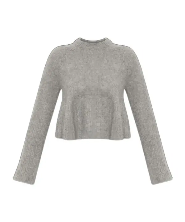 LISA YANG Portia Peplum Knitted Sweater - Grey
