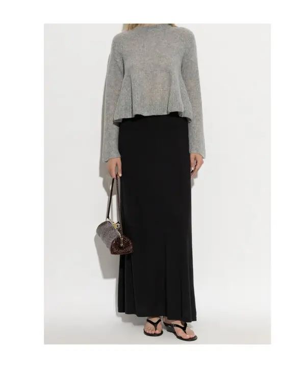LISA YANG Portia Peplum Knitted Sweater - Grey