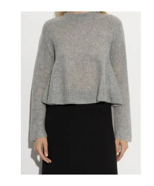 LISA YANG Portia Peplum Knitted Sweater - Grey