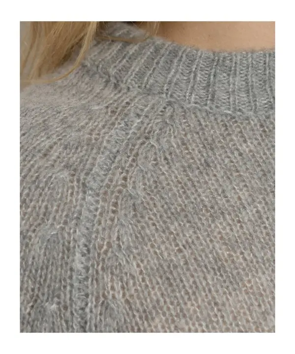 LISA YANG Portia Peplum Knitted Sweater - Grey