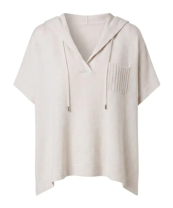 Peserico Short-sleeve V-neck Hoodie With Drawstring