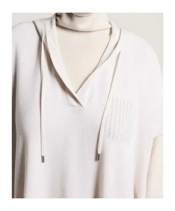 Peserico Short-sleeve V-neck Hoodie With Drawstring