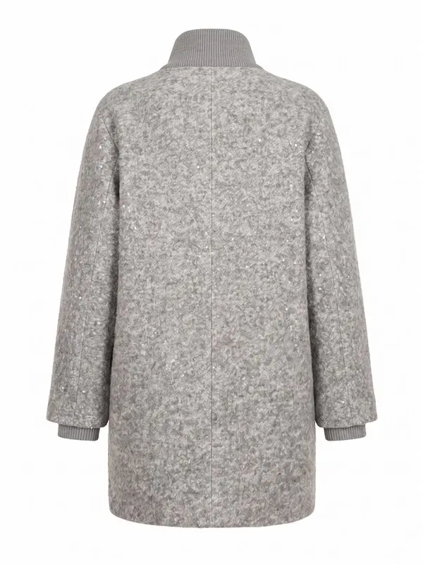 Peserico Ribbed Collar Zip-up Coat With Sequins