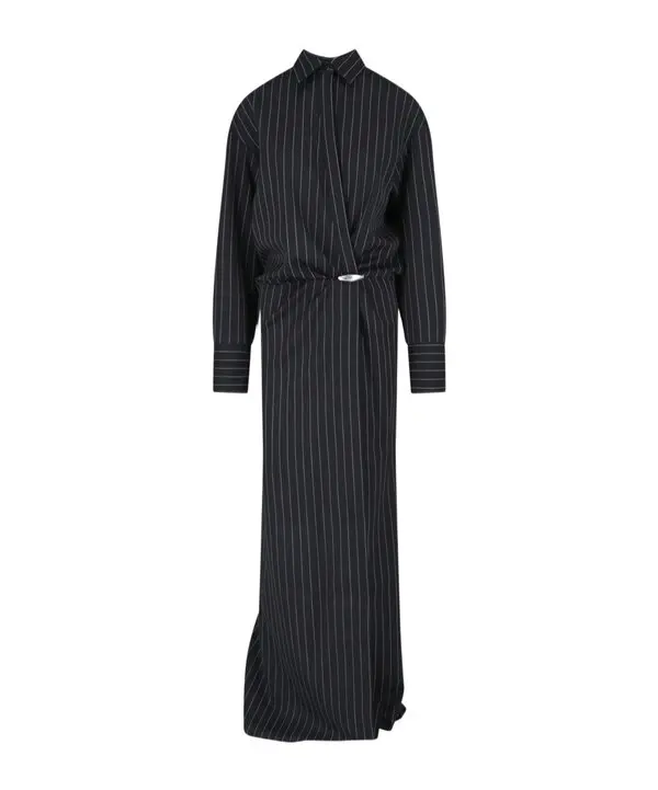 DONDUP Erotica Striped Maxi Shirt Dress