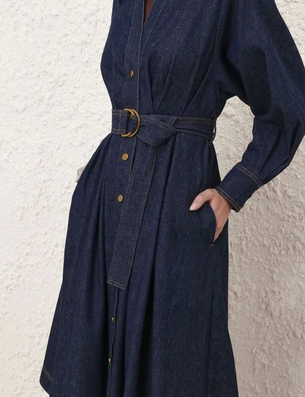Zimmermann Belted Denim Midi Dress