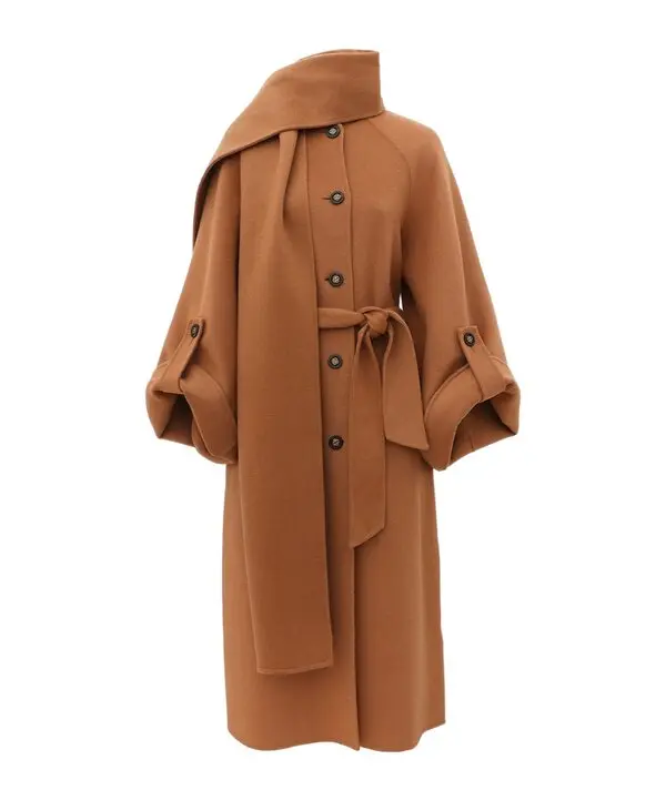Zimmermann Long-sleeved Belted Coat With Detachable Scarf