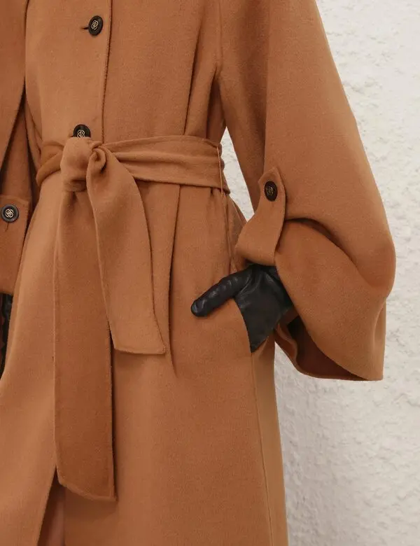 Zimmermann Long-sleeved Belted Coat With Detachable Scarf