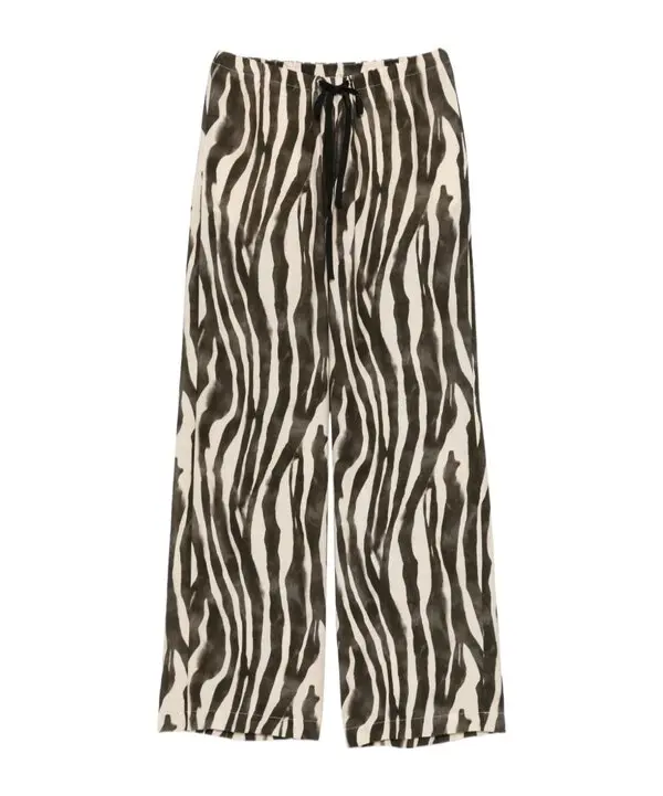 ALYSI Zebra-print Wide-leg Trousers