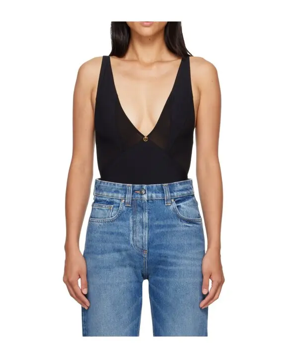 Versace V-neck Embellished One-piece Swimsuit