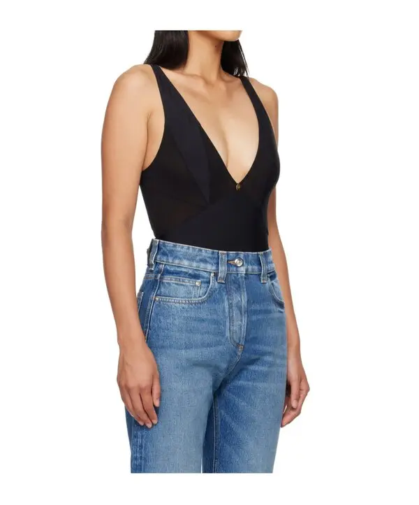 Versace V-neck Embellished One-piece Swimsuit