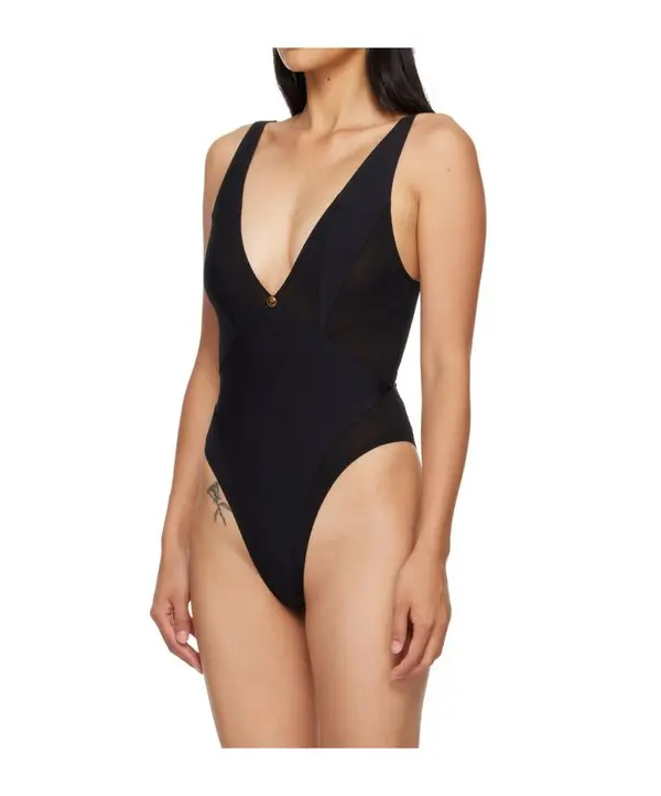Versace V-neck Embellished One-piece Swimsuit