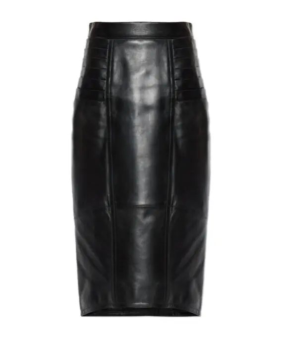 Versace Leather Midi Skirt