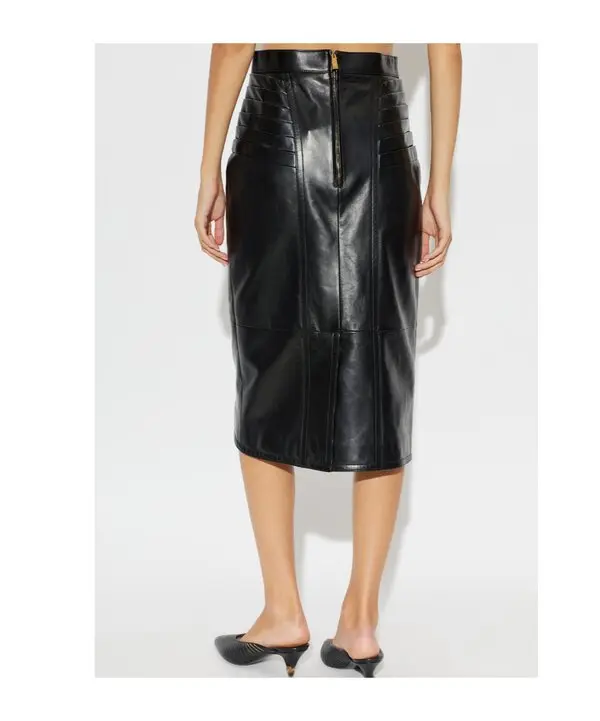 Versace Leather Midi Skirt