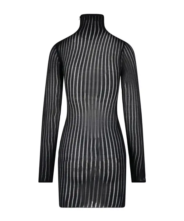 DONDUP High Neck Striped Sheer Dress
