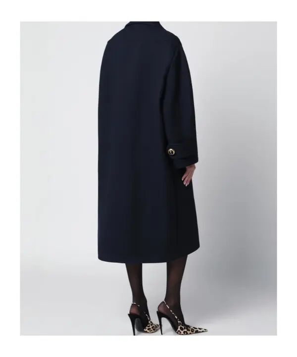 Balenciaga Double-breasted Coat With Anchor Button Detail - Navy