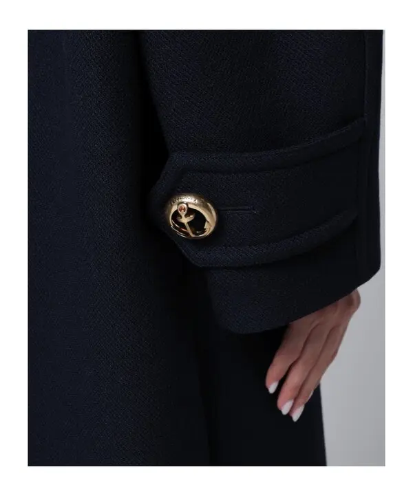 Balenciaga Double-breasted Coat With Anchor Button Detail - Navy