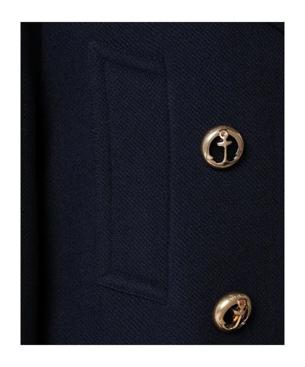 Balenciaga Double-breasted Coat With Anchor Button Detail - Navy