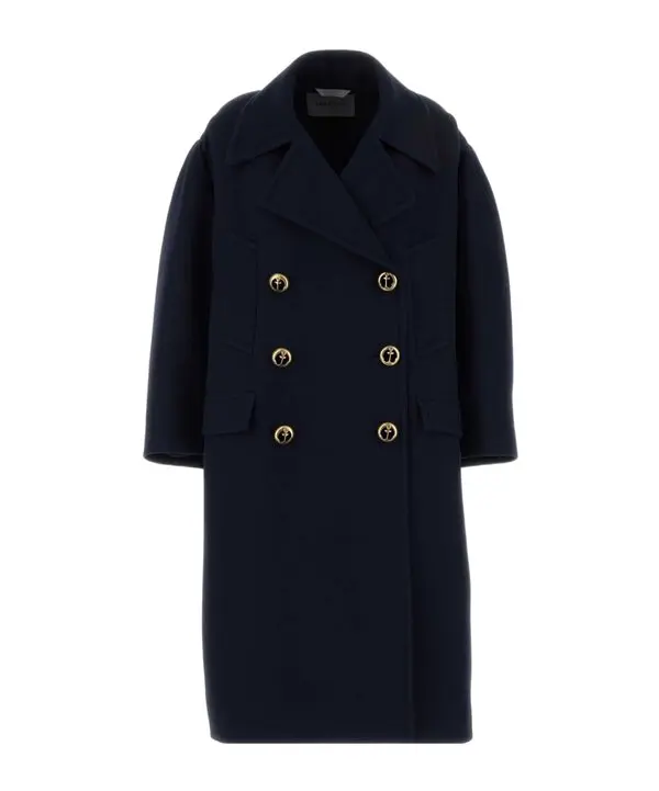 Balenciaga Double-breasted Coat With Anchor Button Detail - Navy