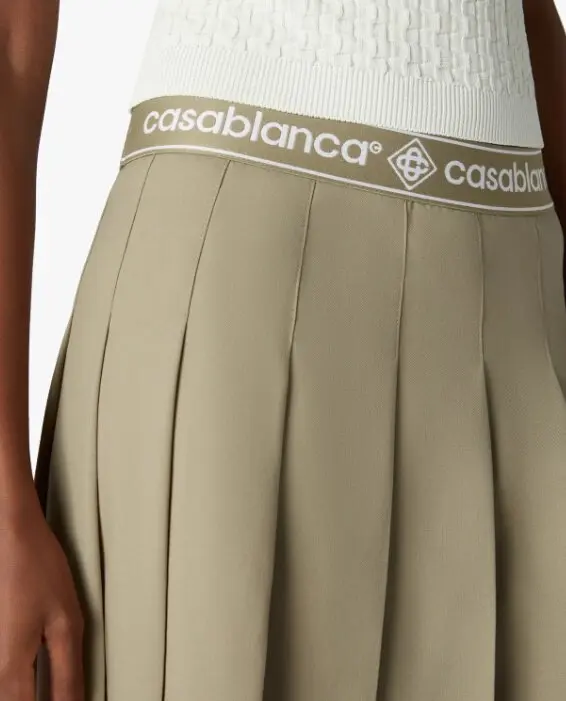 Casablanca Pleated Mini Skirt With Logo Waistband