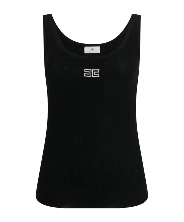 Elisabetta Franchi Logo-detail Knit Vest - Black