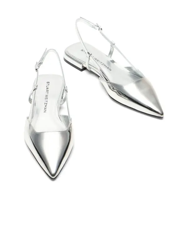 STUART WEITZMAN Vinnie Slingback Flat - Silver